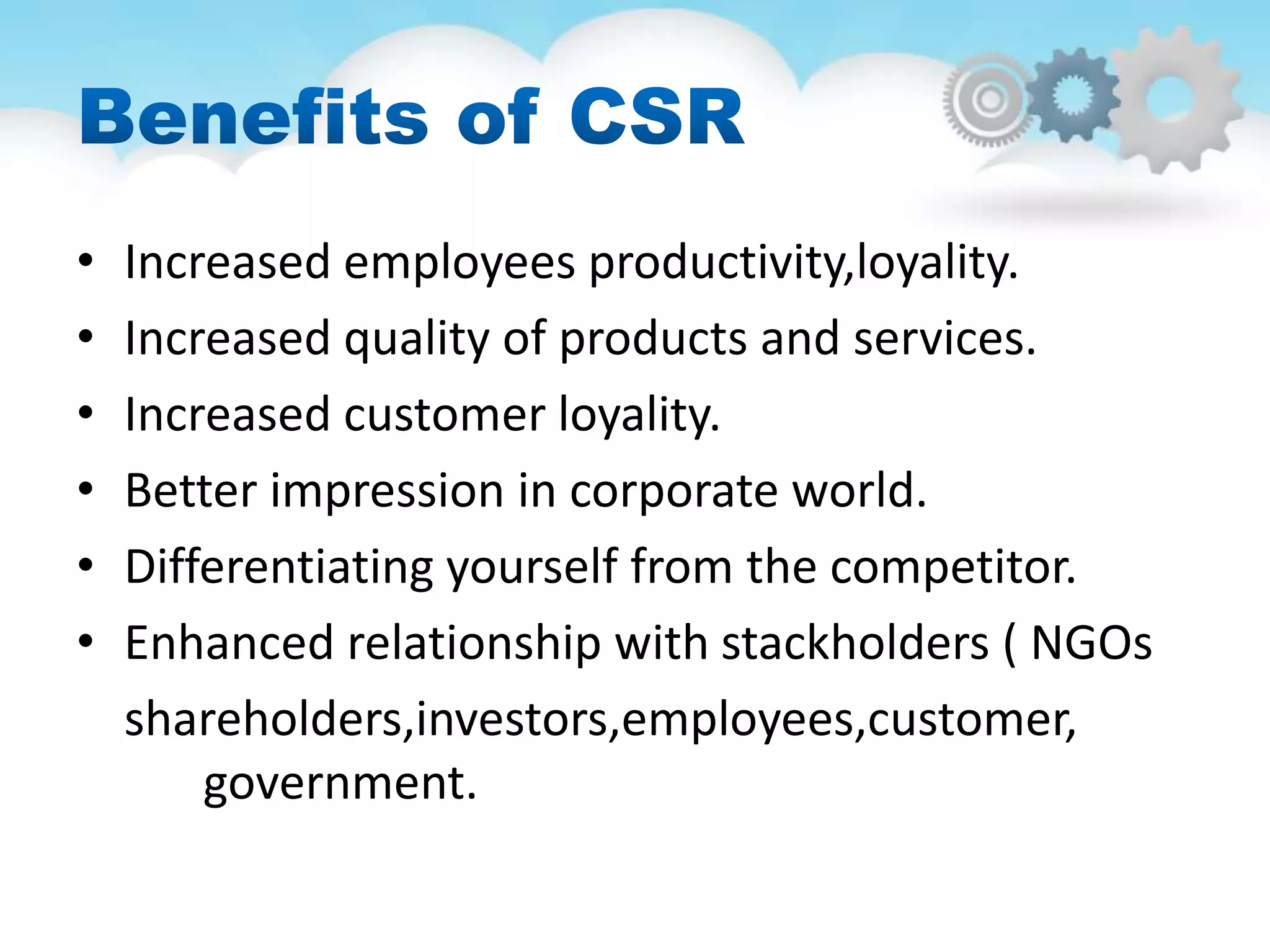 Corporate Social Responsibility (CSR) | PPT | Free Download