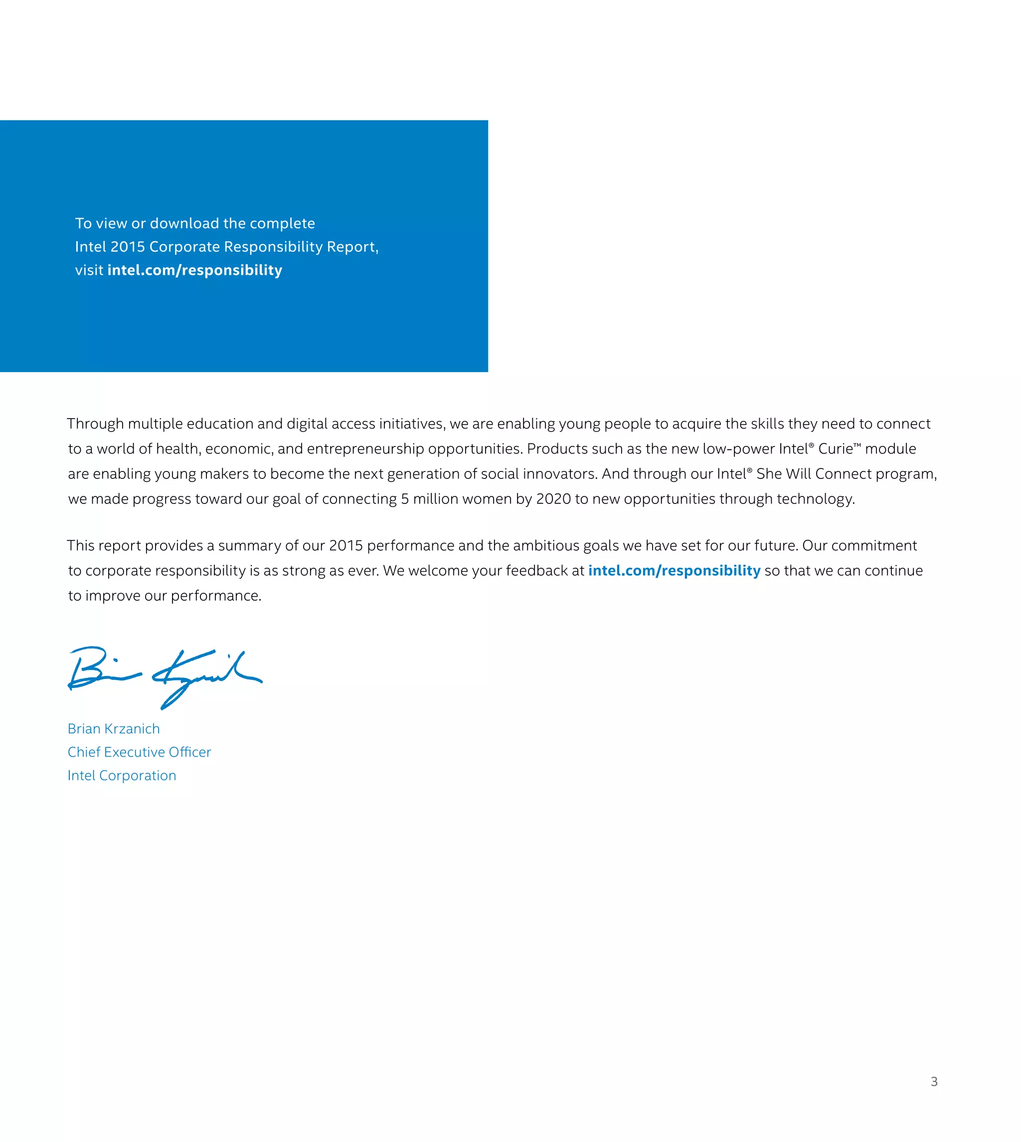 Intel CSR 2015 executive-summary | PDF
