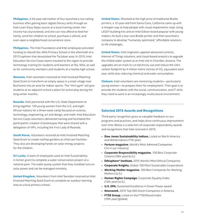 Intel CSR 2015 executive-summary | PDF | Environmental Services ...