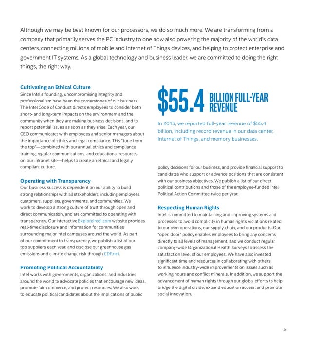 Intel CSR 2015 executive-summary | PDF