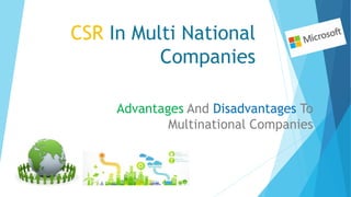 Corporate social responsibility in multi national companies(CSR) | PPT