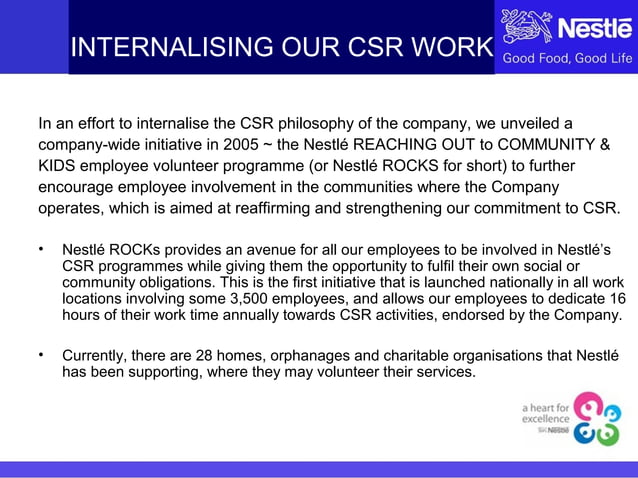 Csr nestle | PPT | Agriculture | Industries