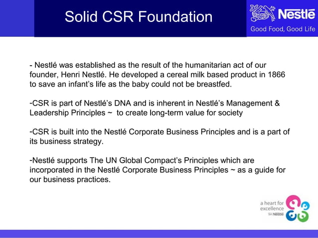 Csr nestle | PPT | Agriculture | Industries