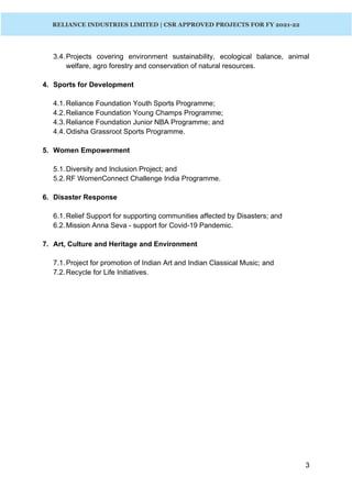 Csr projects-2021-22 | PDF