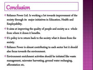 Corpoerate Social Responsibility By Reliance Power LTD | PPTX