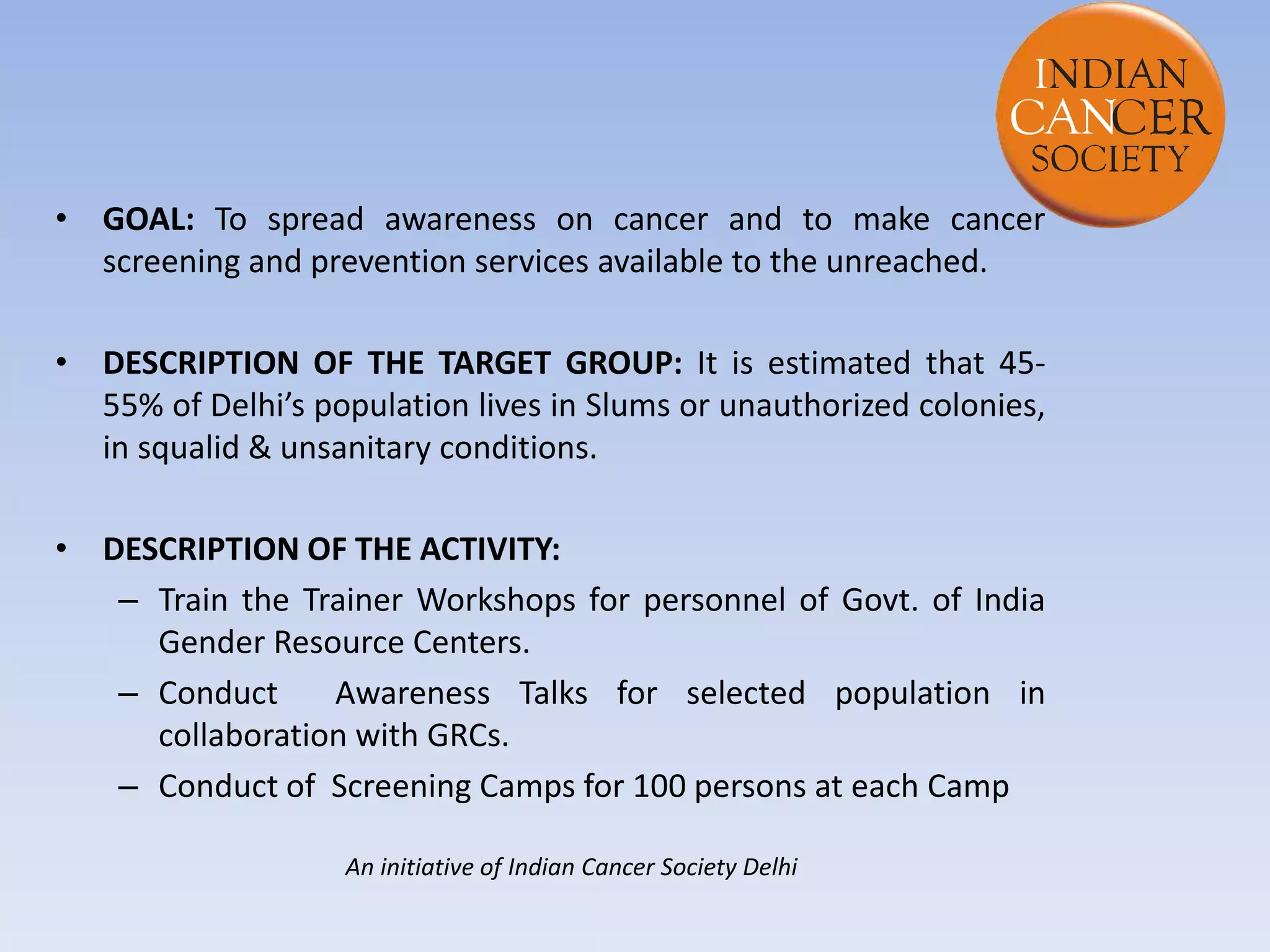 Csr (1) Cancer Awareness and Screening - Early Detection: Early cure | PPT