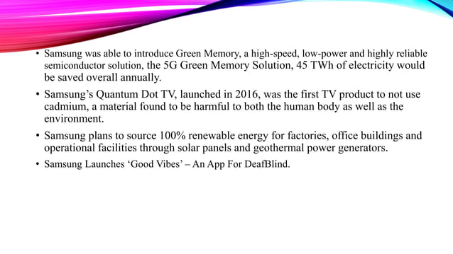 SAMSUNG CSR AND SUSTAINABILITY ACTIVITIES | PPTX