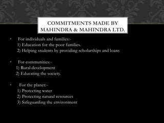 CSR ACTIVITIES Mahindra.pptxhgfnjggghchbh | PPT