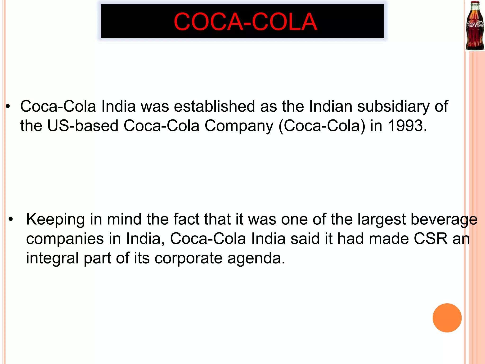 Coca cola CSR | PPTX