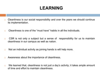 Csr cleanliness | PPT