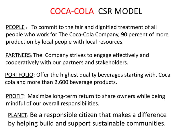 Csr coca cola | PPTX | Business | Business and Finance