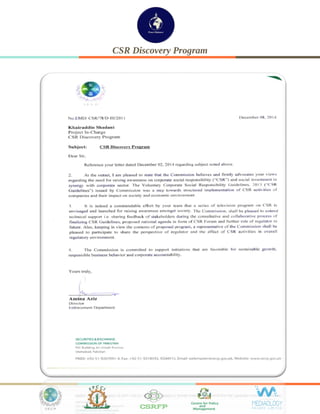 CSR Discovery Program - International Documentary Series on CSR | PDF