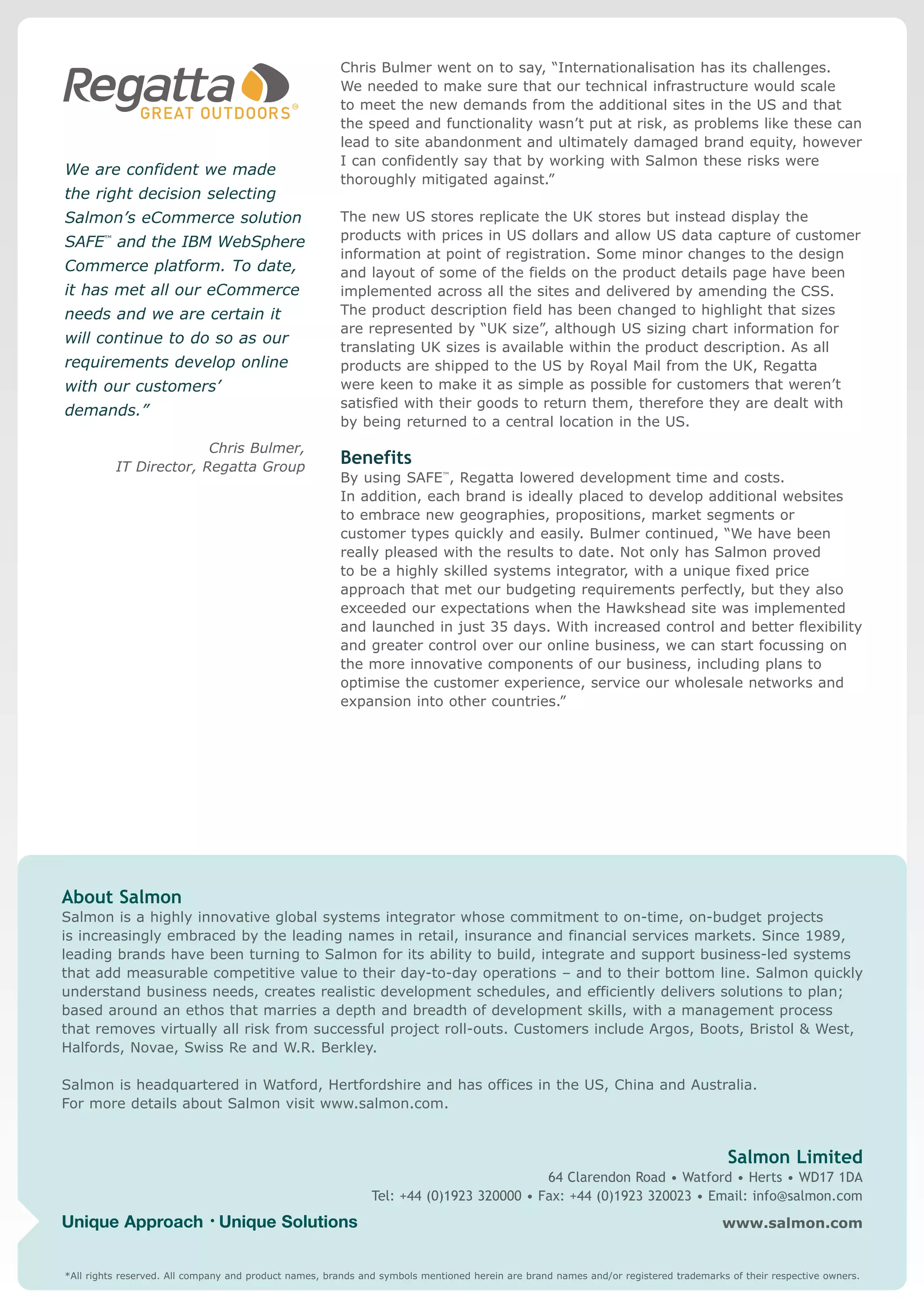 Regatta eCommerce case study | PDF