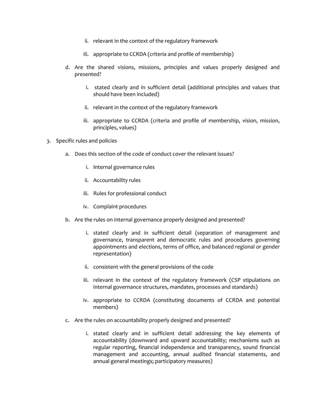 Cs regulation part ii ngo codes of conduct | DOCX | Non-Profit ...