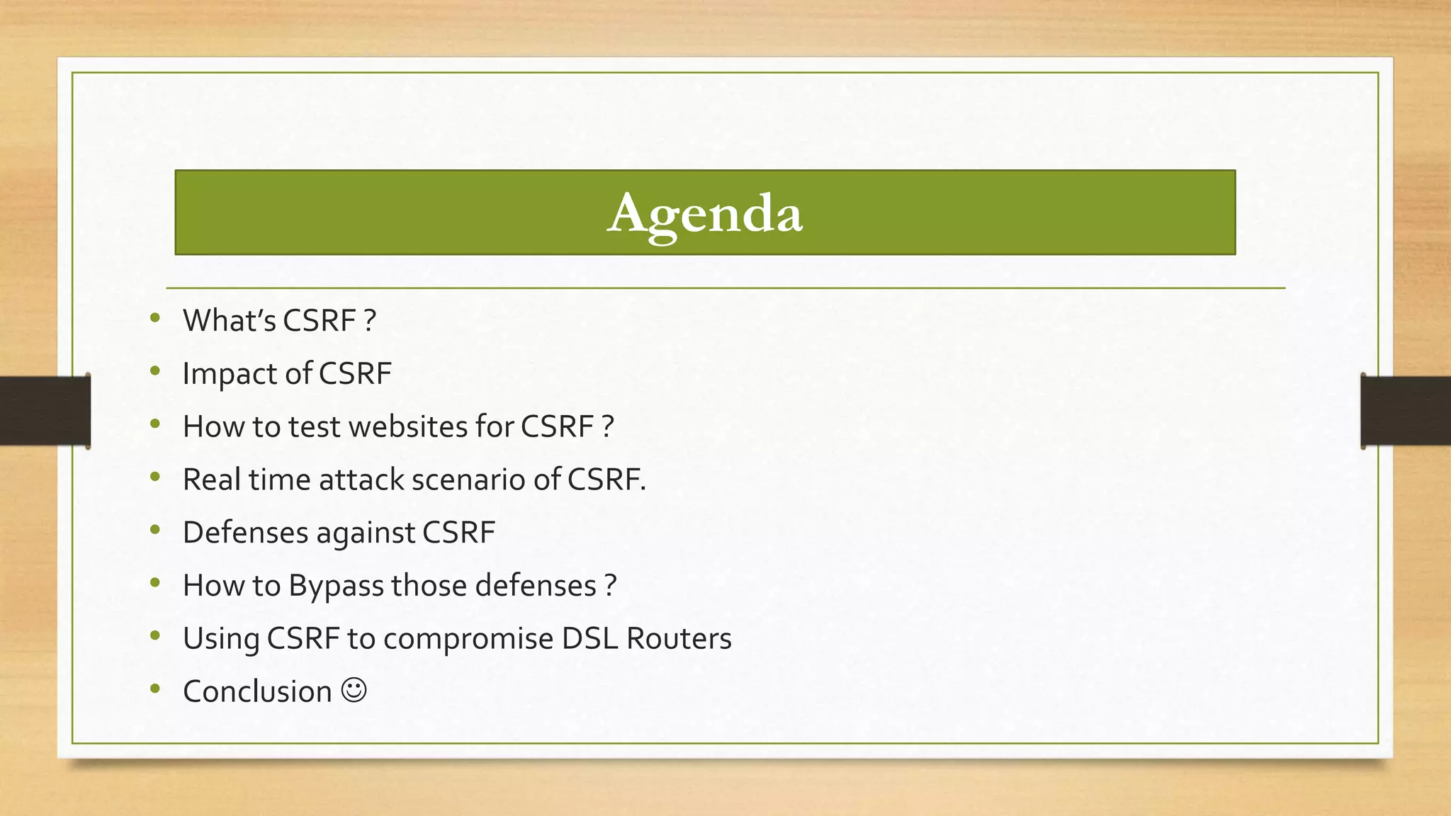 Introduction to CSRF Attacks & Defense | PPTX