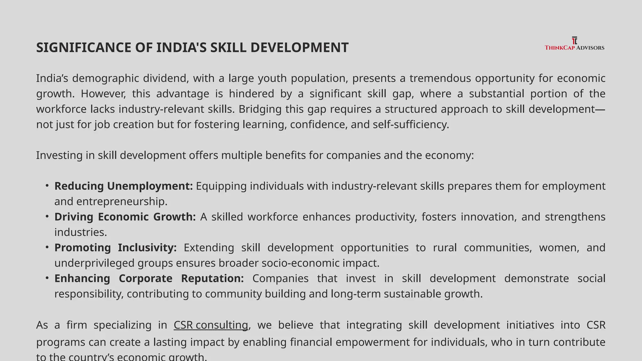 Empowering the Workforce: The Role of CSR in Skill Development In India | PPTX