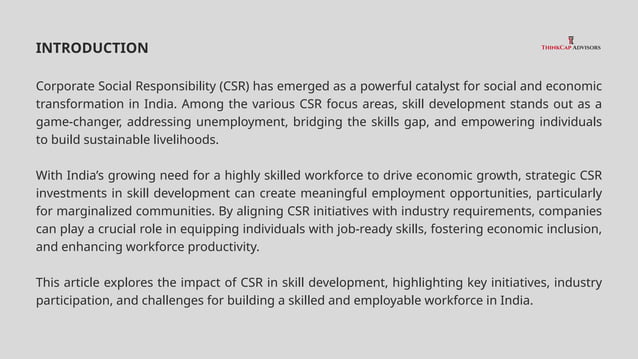 Empowering the Workforce: The Role of CSR in Skill Development In India ...
