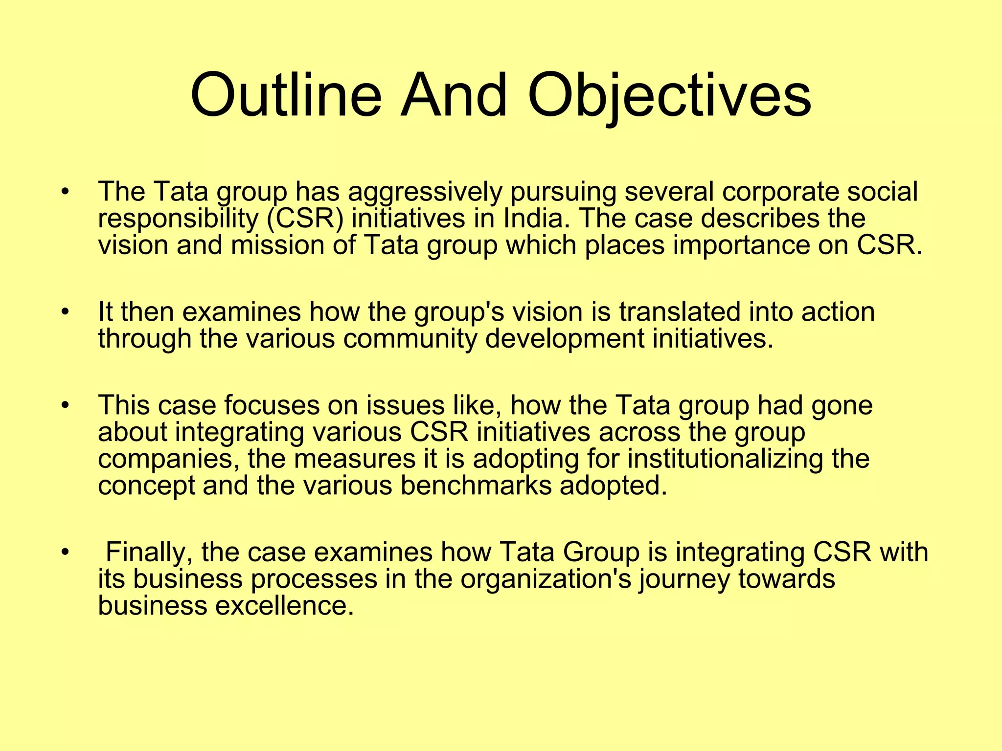 Csr fpr tata group | PPT