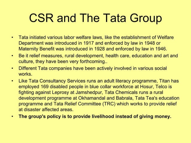 Csr fpr tata group | PPT