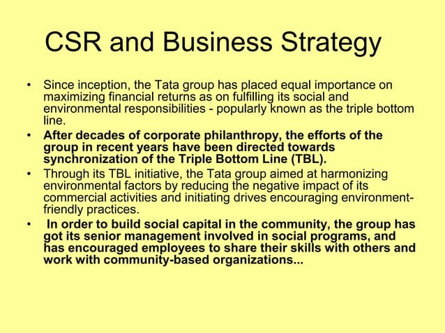 Csr fpr tata group | PPT