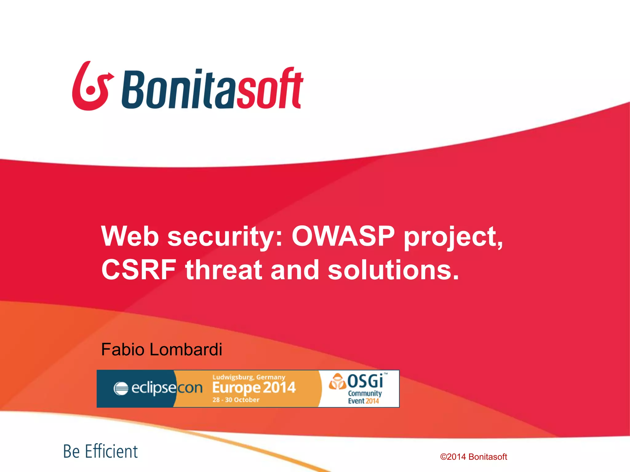 Web security: OWASP project, CSRF threat and solutions | PPT