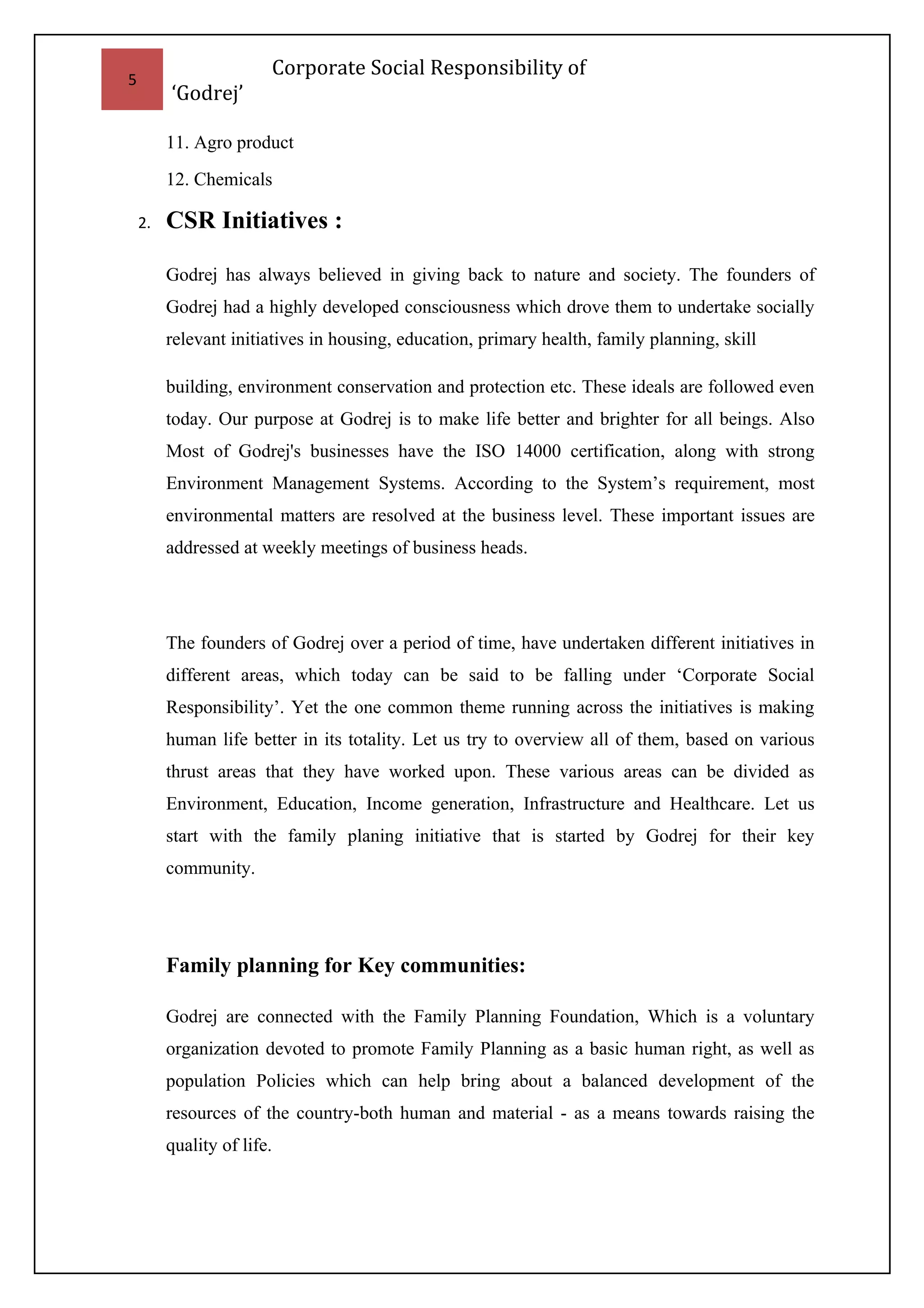 Csr godrej abhishek mokal | DOC