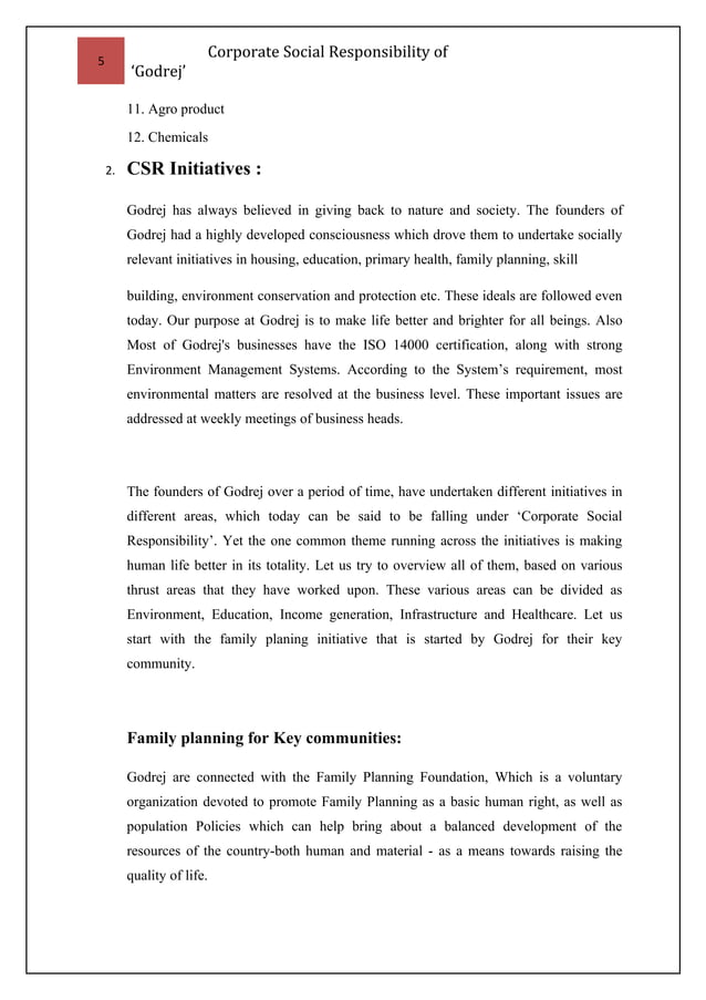 Csr godrej abhishek mokal | DOC