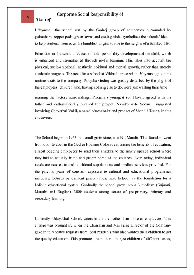 Csr godrej abhishek mokal | DOC