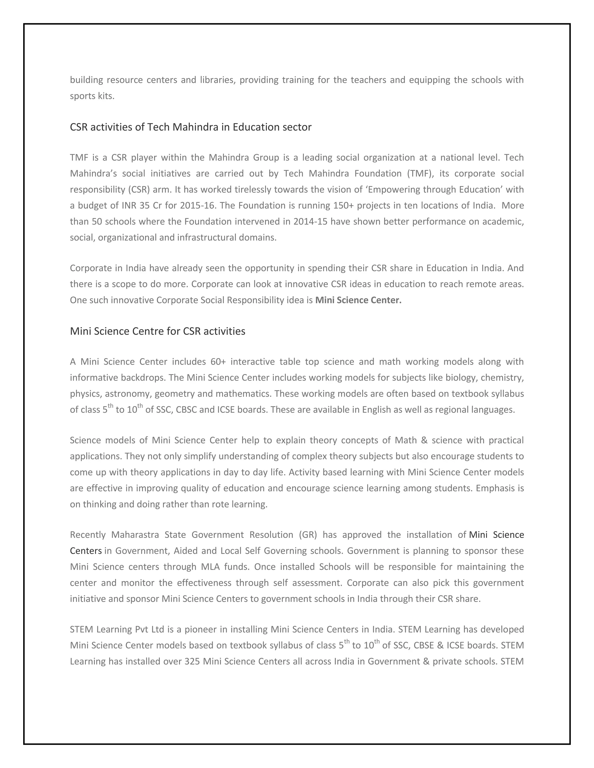 Csr in education in india | PDF