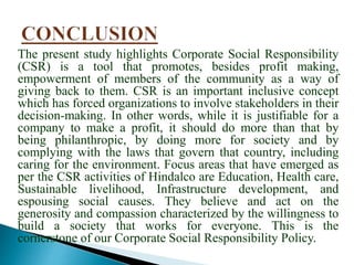 Csr in india ,a case study on hindalco | PPTX
