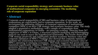 Csr in multinationals | PPT