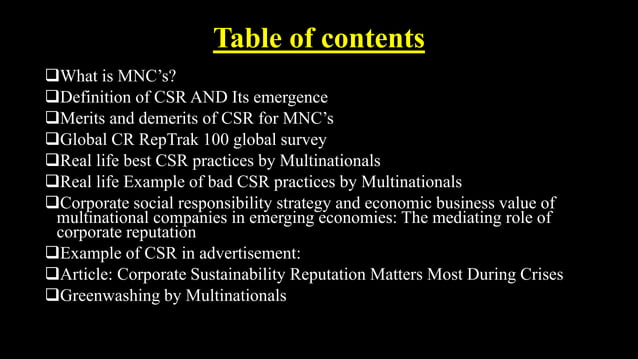 Csr in multinationals | PPT