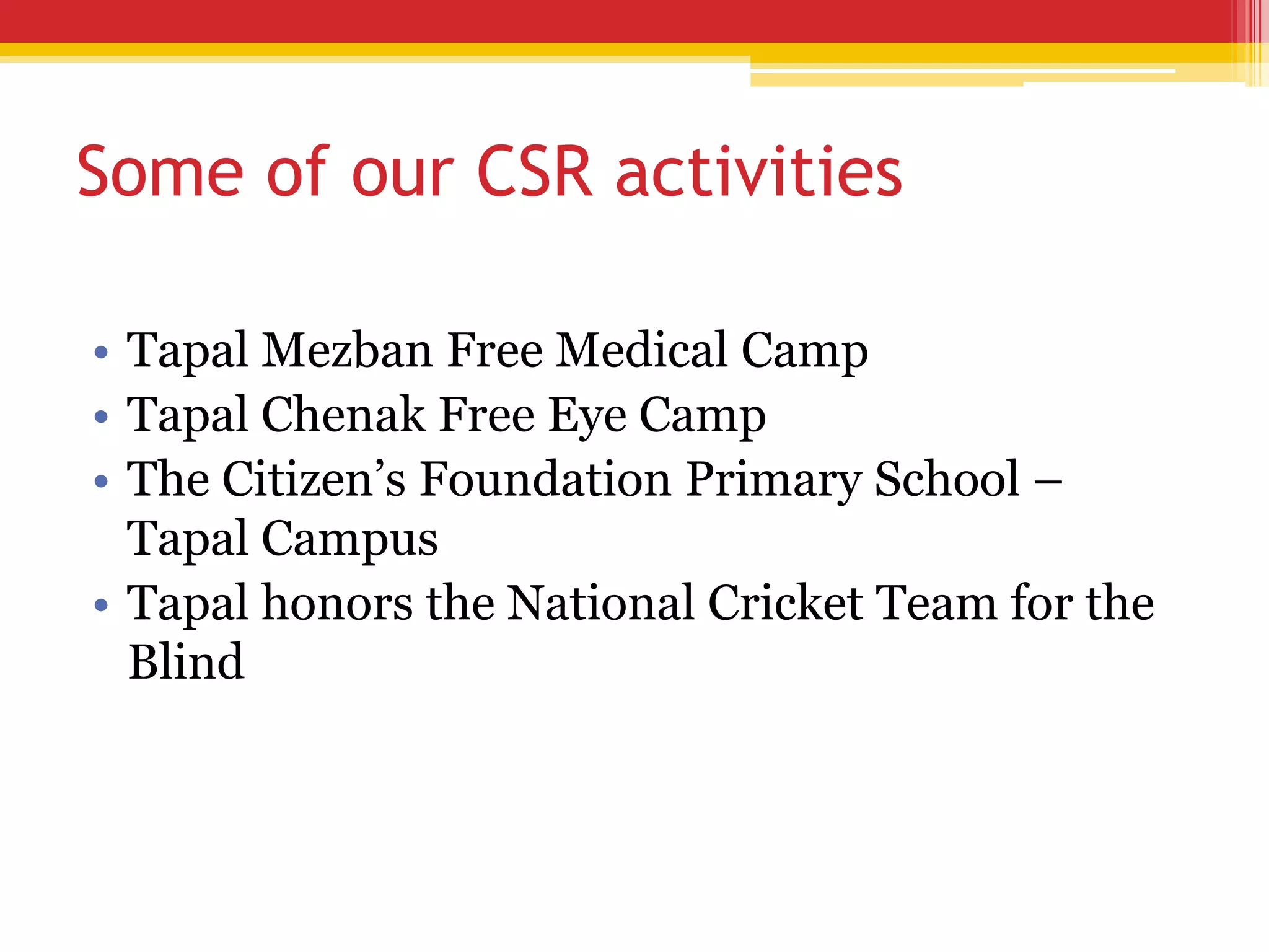 CSR Activities in Tapal Tea | PPTX