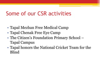 CSR Activities in Tapal Tea | PPTX