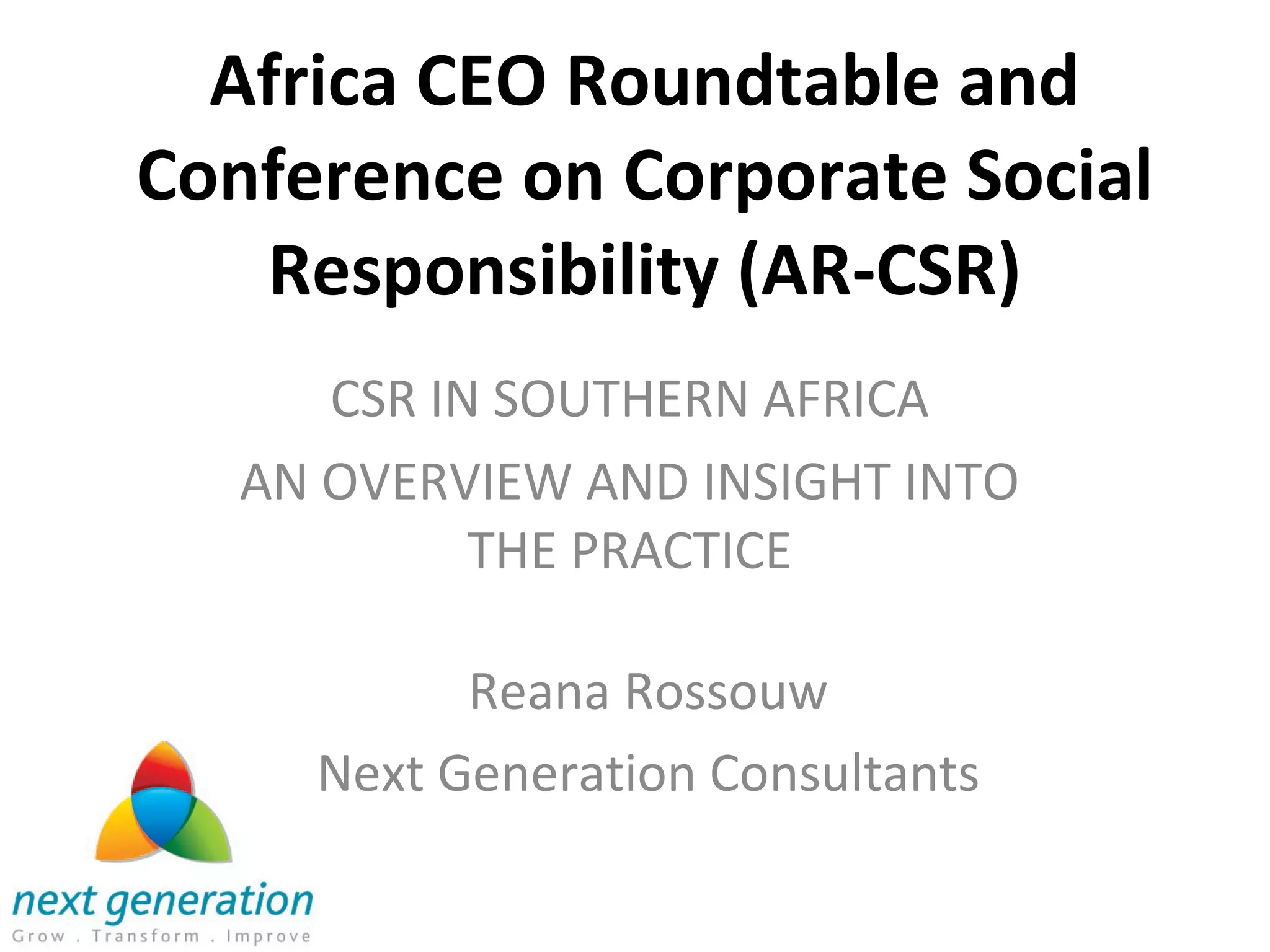 CSR in Southern Africa | PPT