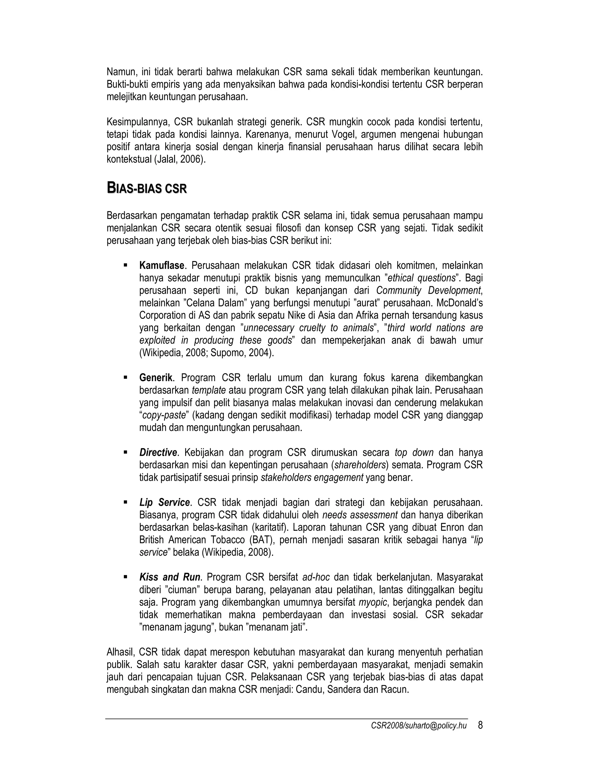 CSR Inti Pesan | PDF