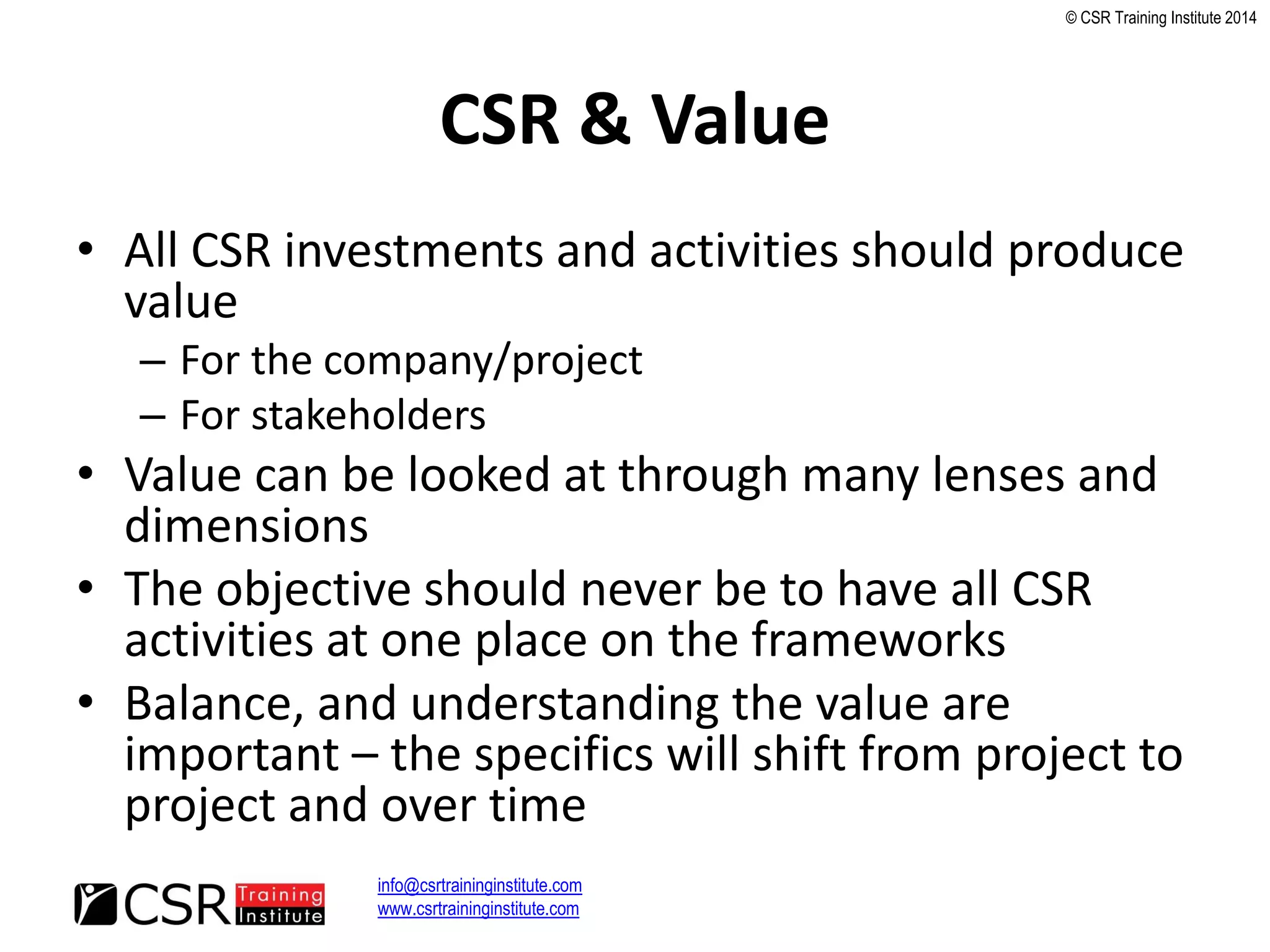 CSR: Its ALL about Value | PPT
