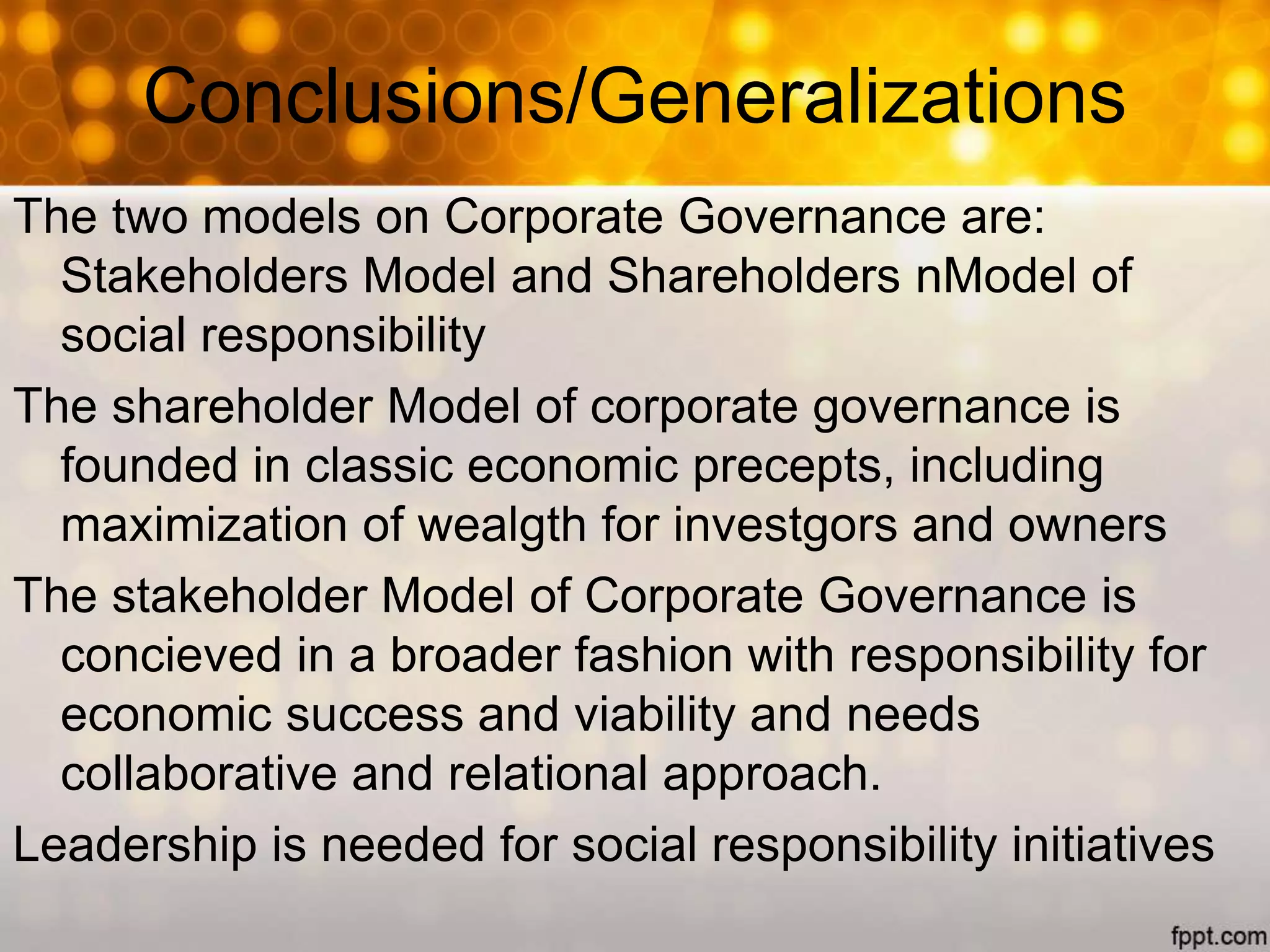 Corporate Governance and Social Responsibility | PPTX