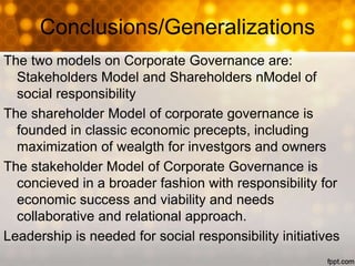 Corporate Governance and Social Responsibility | PPTX | Business ...