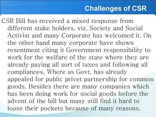 Corporate Social Responsibility Details and Challenges | PPTX