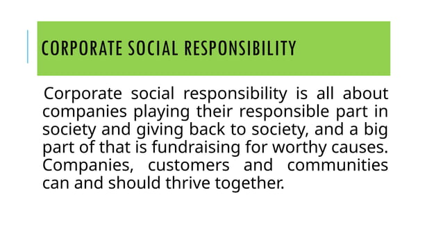 Corporate Social Responsibility Module 1 | PPTX