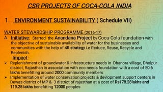 CSR activities of Coca Cola India | PDF