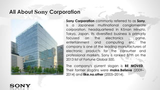 Corporate Social Responsibility (CSR) of Sony Corporation | PPTX | Home ...