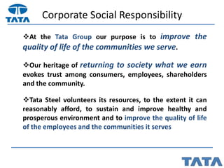Corporate Social Resposibility For TATA Pvt Ltd | PPTX