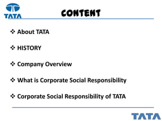 Corporate Social Resposibility For TATA Pvt Ltd | PPTX
