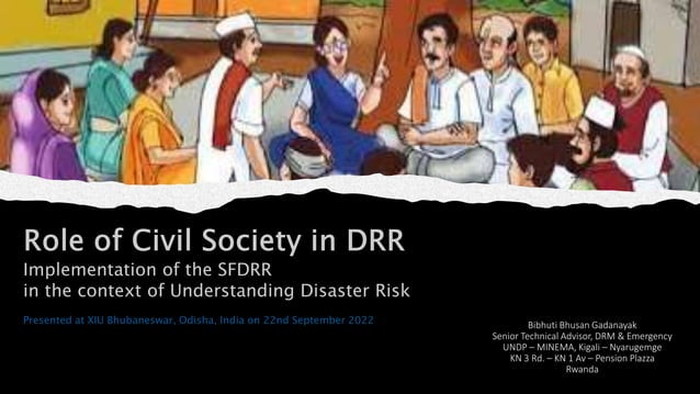 Role of Civil Society in DRR Implementation of the SFDRR in the context ...