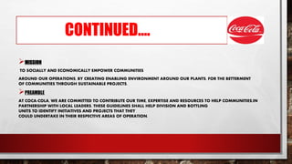 Csr on cocacola | PPTX