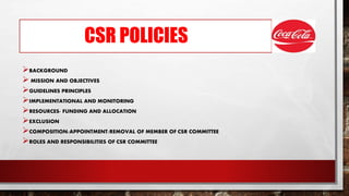 Csr on cocacola | PPTX