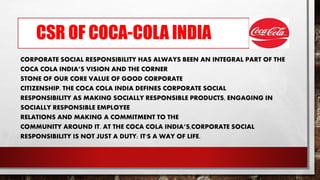 Csr on cocacola | PPTX