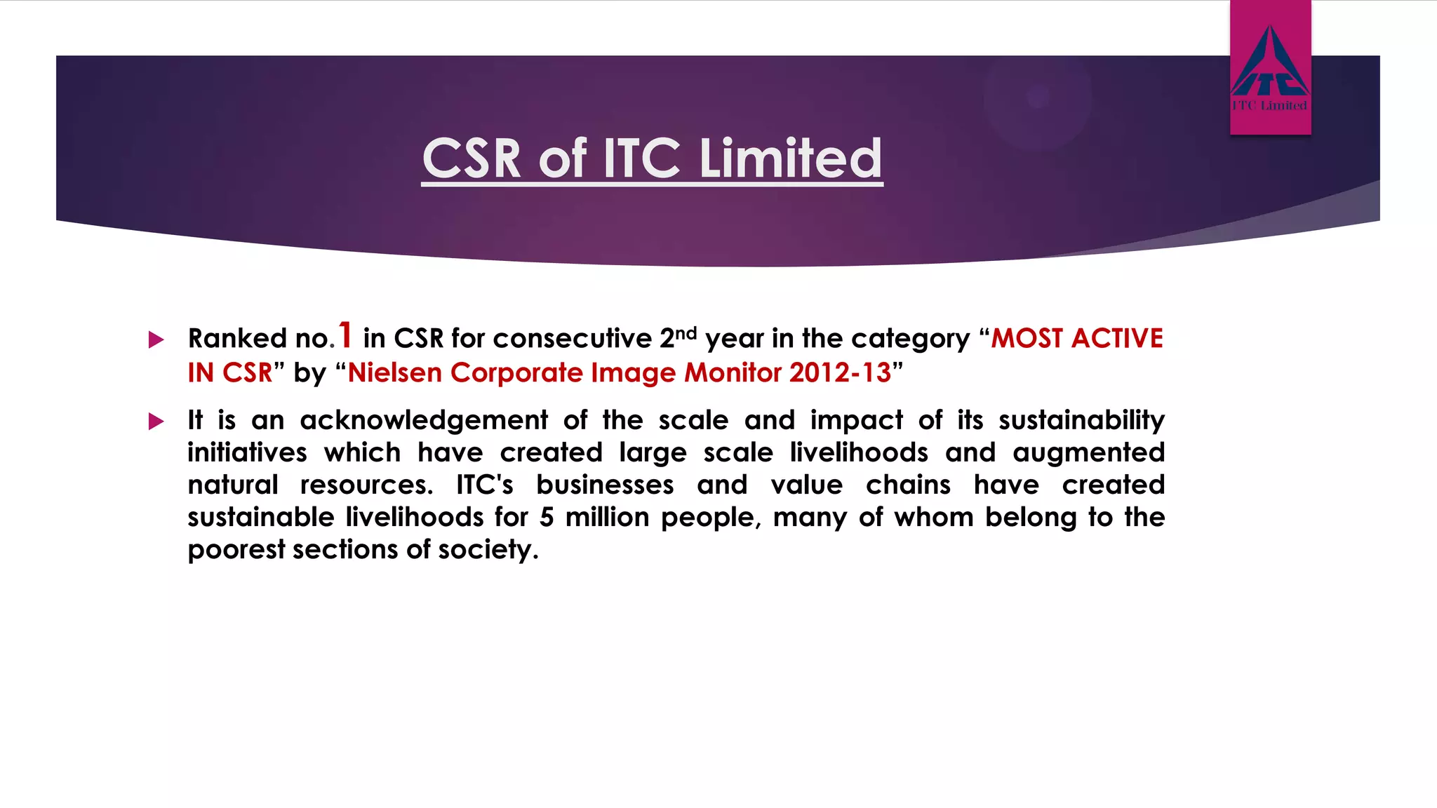 CSR on ITC Ltd. | PPTX